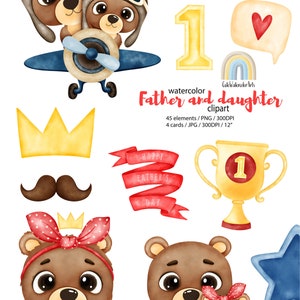 Father's Day PNG Watercolor Clipart. Baby Girl Clipart. Super Daddy ...