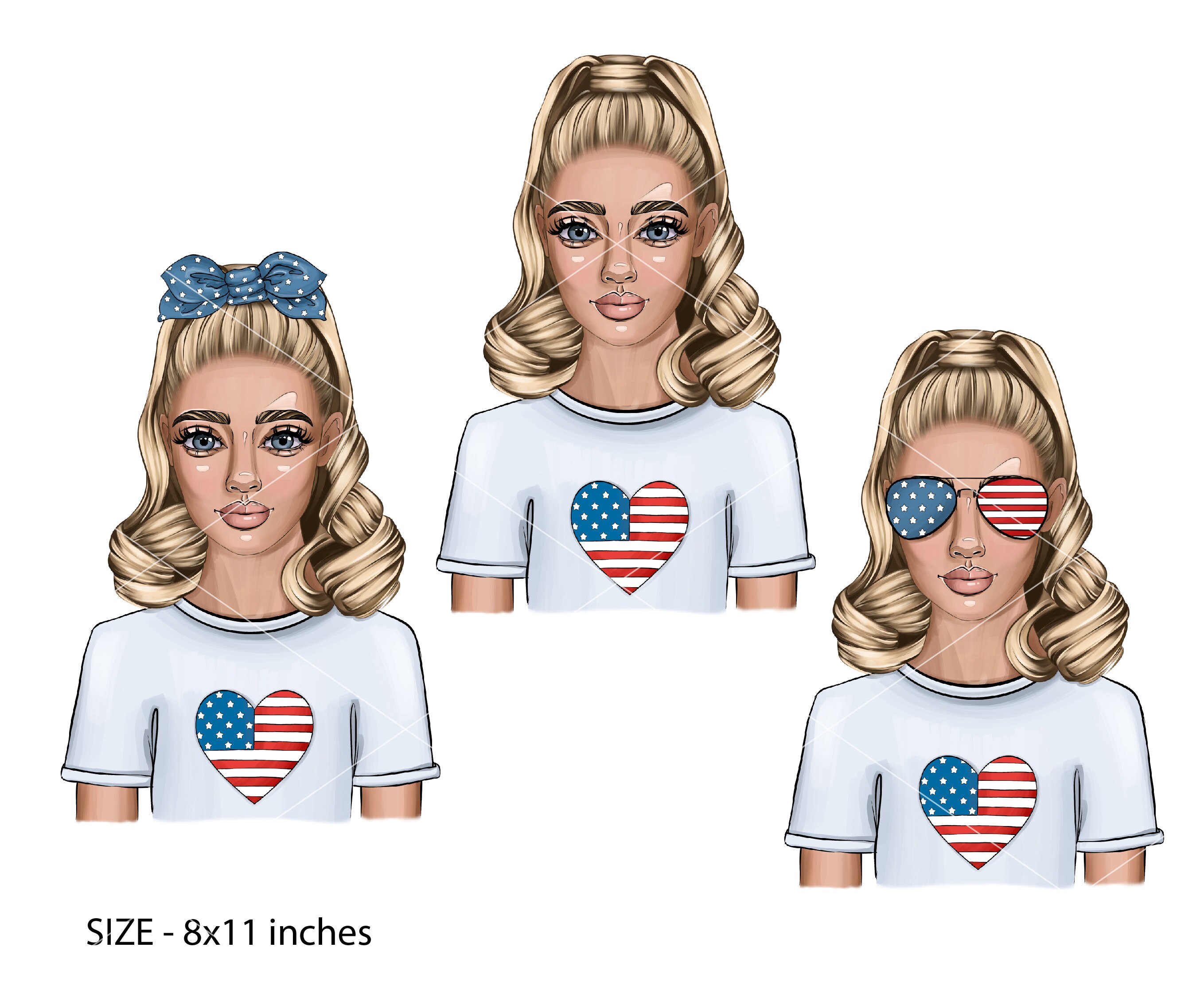 Independence Day 4th of July Clipart. Fashion Girls Clip Art. Patriotic ...