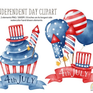 Independence Day Watercolor Clipart, 4th of July Clipart, Fourth of ...