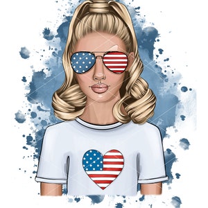 Independence Day 4th of July Clipart. Fashion Girls Clip Art. Patriotic ...