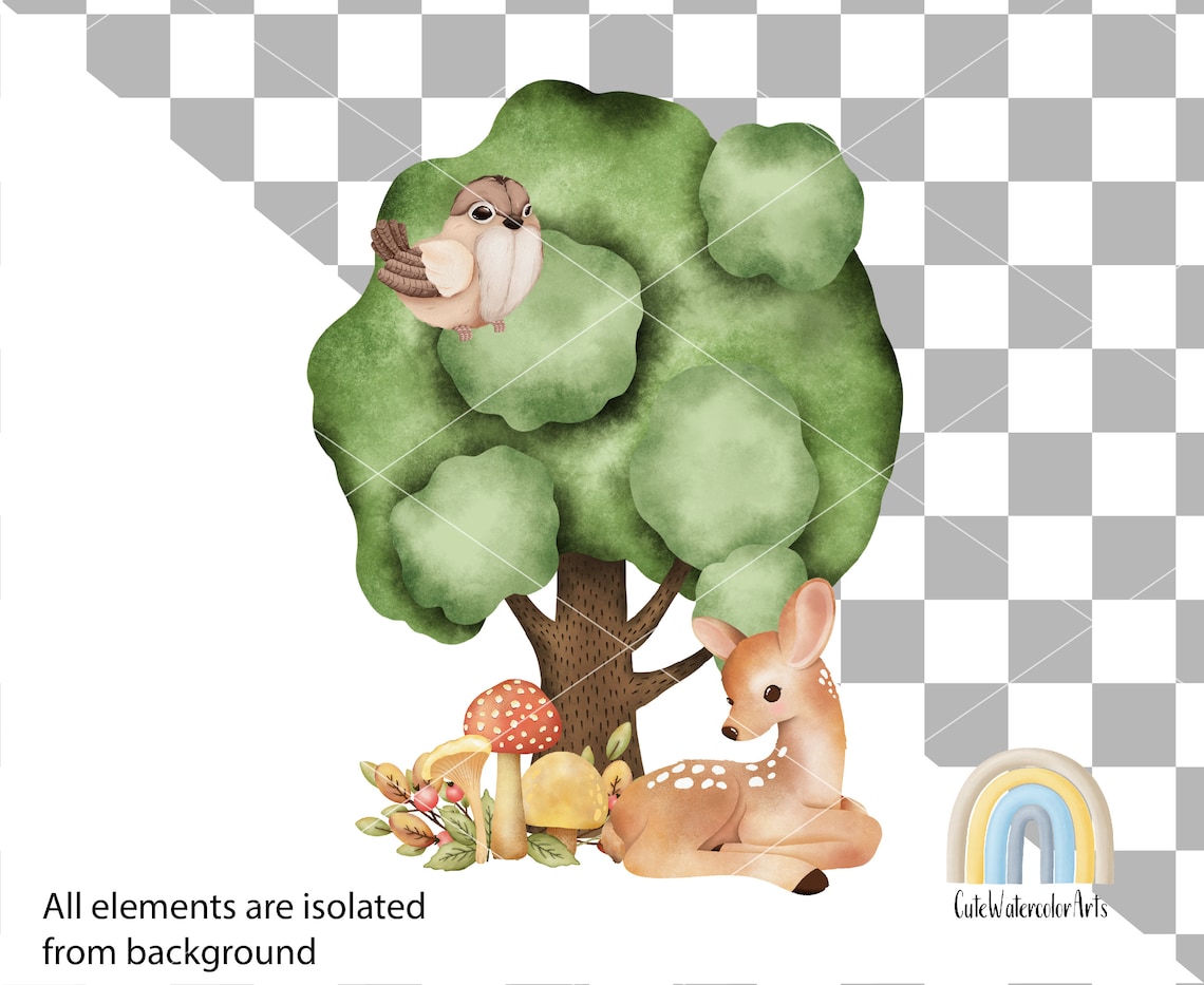 Woodland Animals Clipart. Forest Cute Baby Animals Clipart. - Etsy