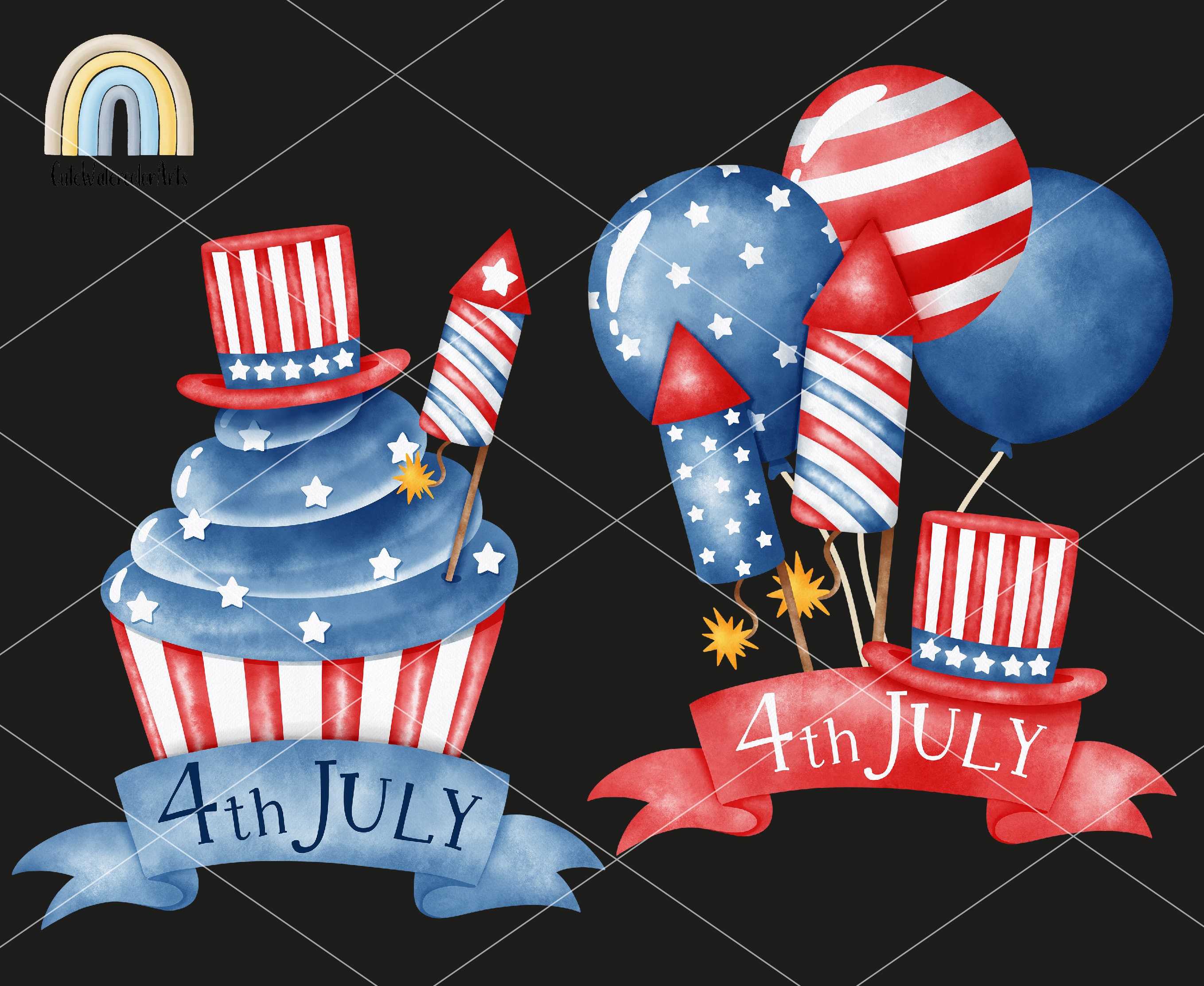 Independence Day Watercolor Clipart, 4th of July Clipart, Fourth of ...