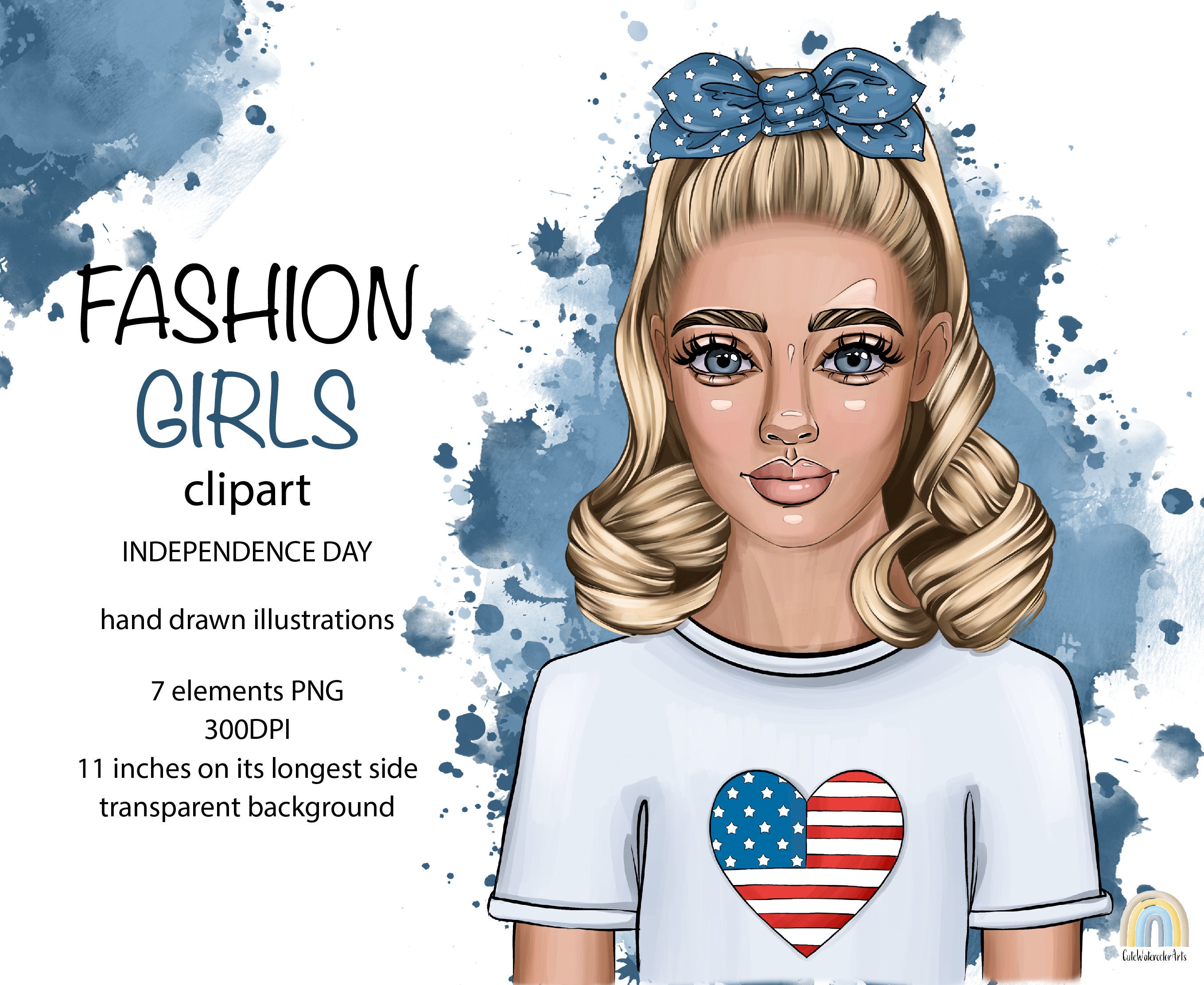 Independence Day 4th of July Clipart. Fashion Girls Clip Art. Patriotic ...