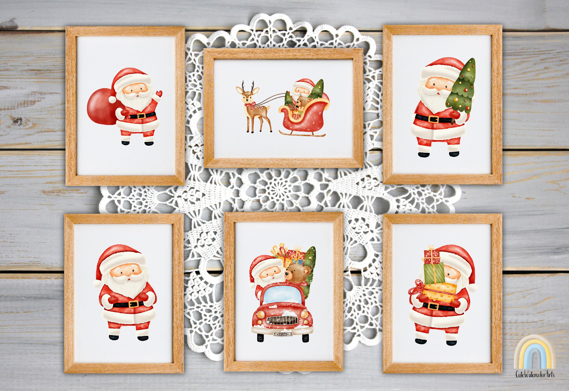 Santa Claus Clipart, Christmas Clipart, Watercolor Christmas Clipart ...