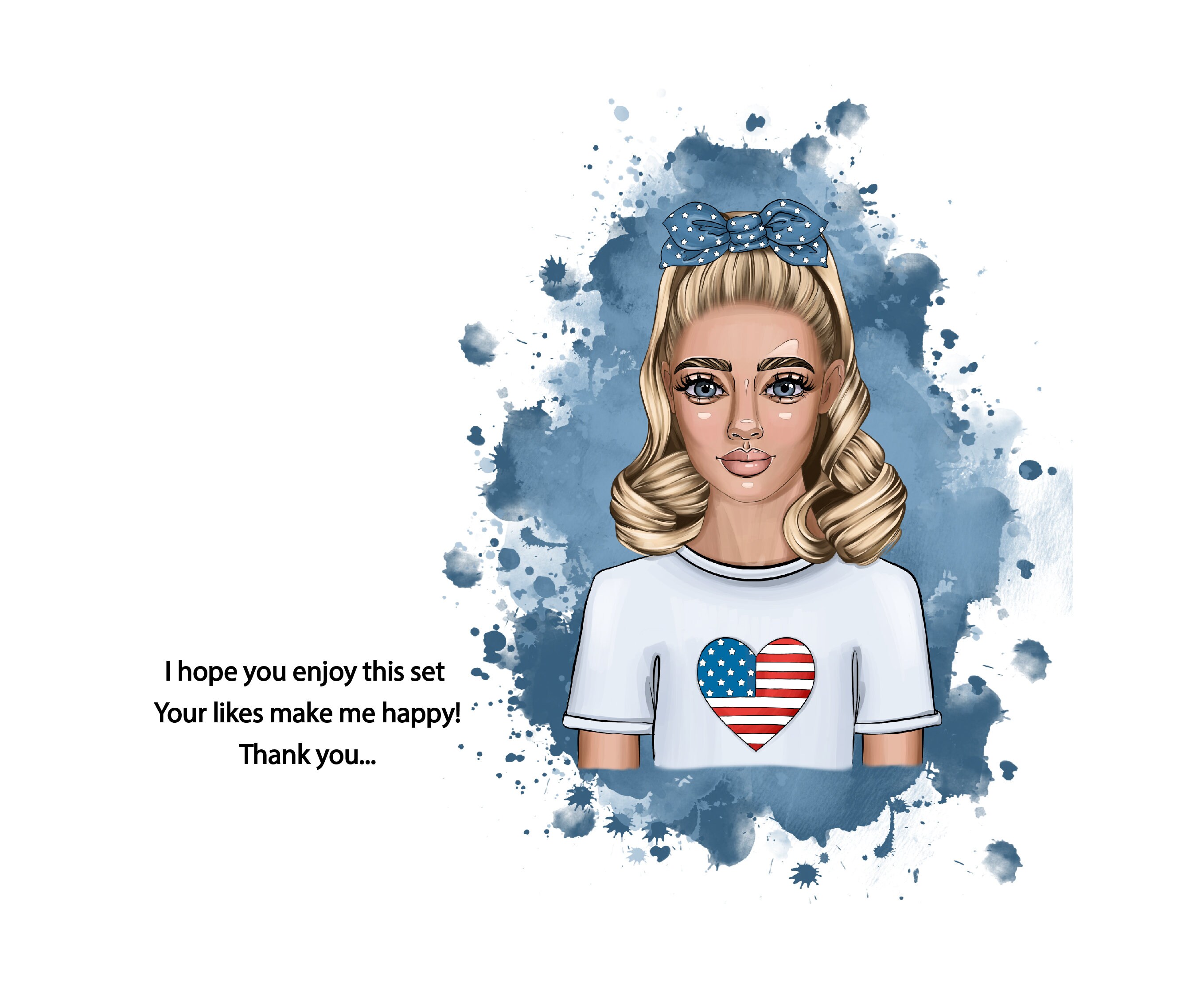 Independence Day 4th of July Clipart. Fashion Girls Clip Art. Patriotic ...