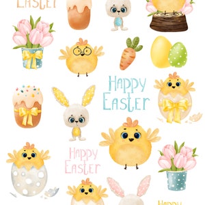 Easter Watercolor Clipart. Bunny, Chicken Eggs Clip. Happy Easter ...