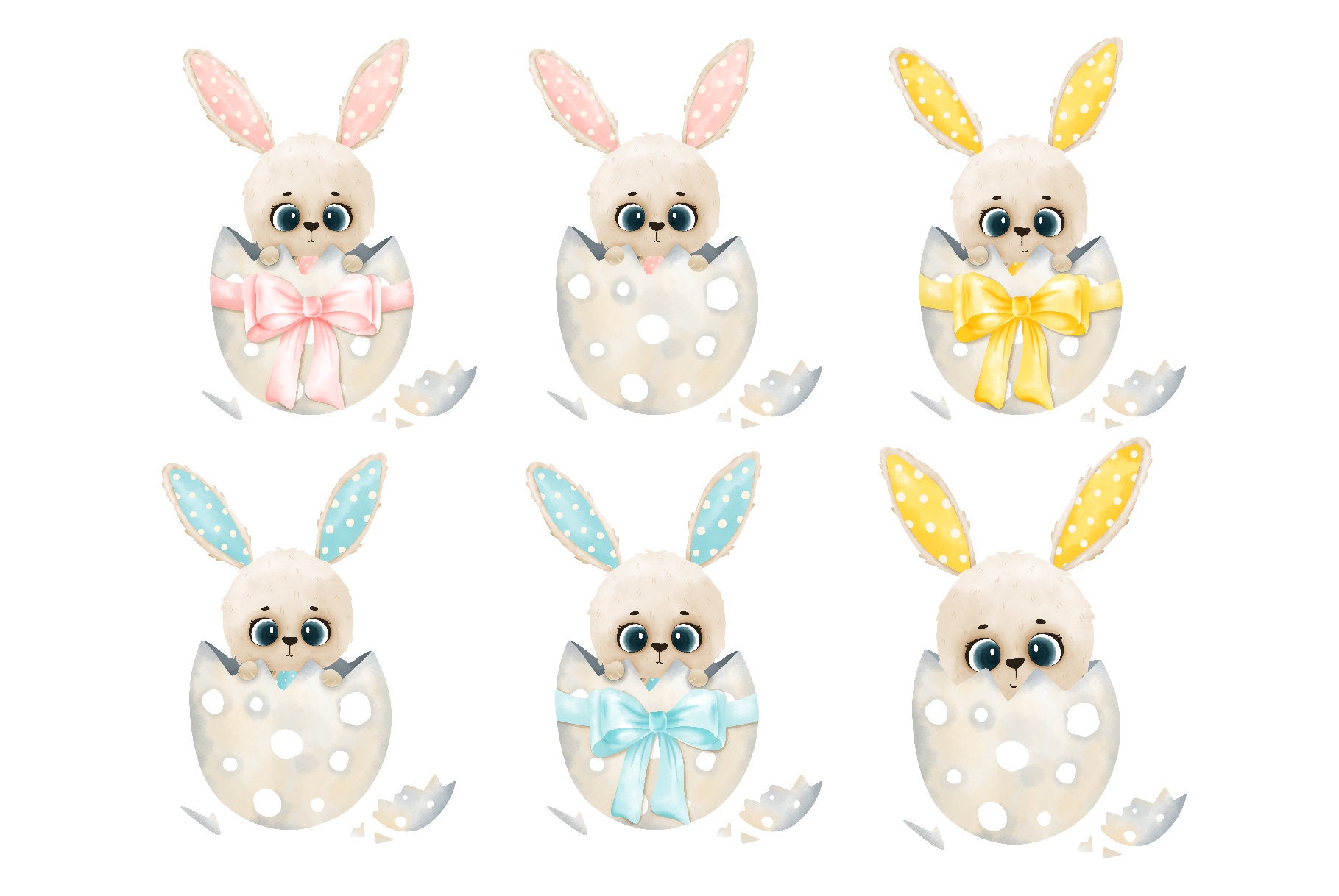 Easter Watercolor Clipart. Bunny, Chicken Eggs Clip. Happy Easter ...