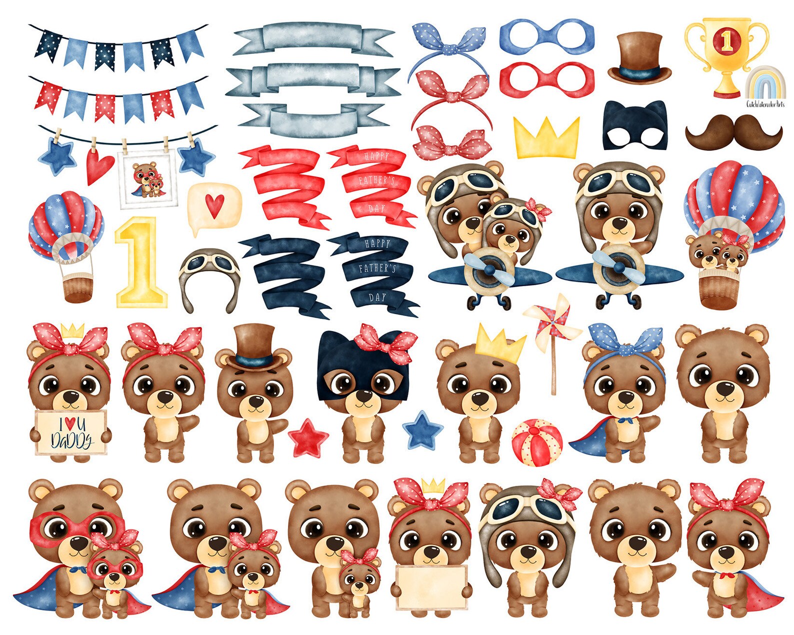 Father's Day PNG Watercolor Clipart. Baby Girl Clipart. Super Daddy ...