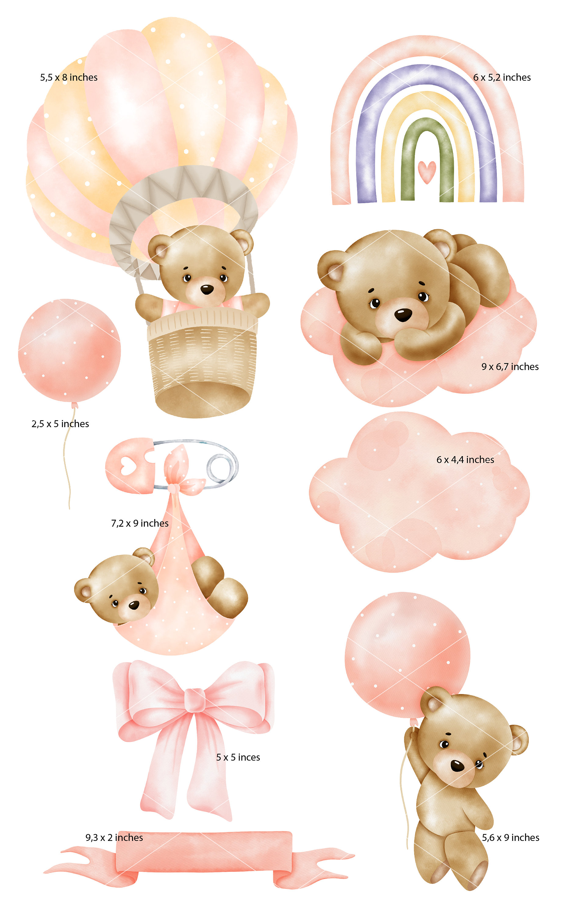 Watercolor Bears Clipart. Baby Shower Clipart It's a Boy - Etsy