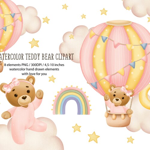 Watercolor Bears Clipart. Baby Shower Clipart It's a Boy - Etsy