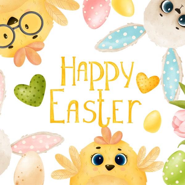 Happy Easter Clipart - Etsy