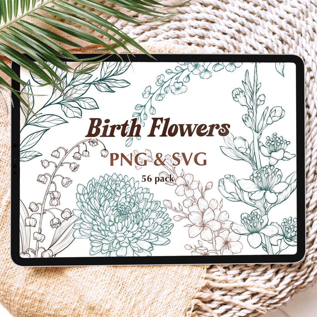 Birth Flowers PNG SVG, Hand Drawn Flowers, Birth Month Flowers Clipart ...