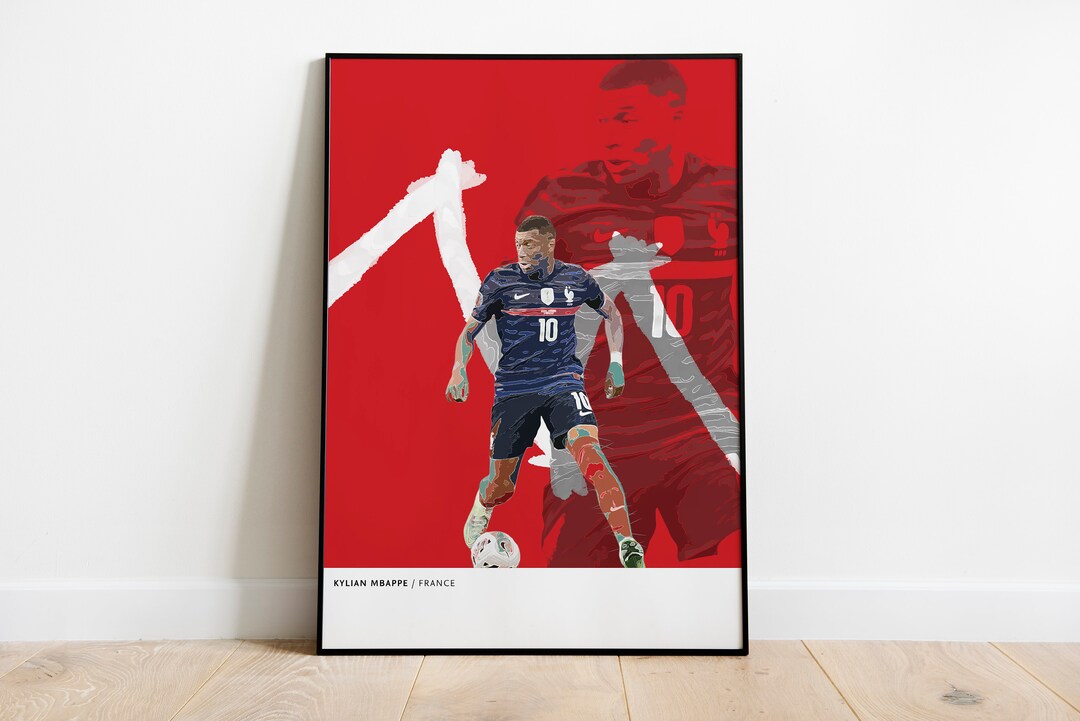 Affiche de Kylian Mbappe France : design de football moderne ...