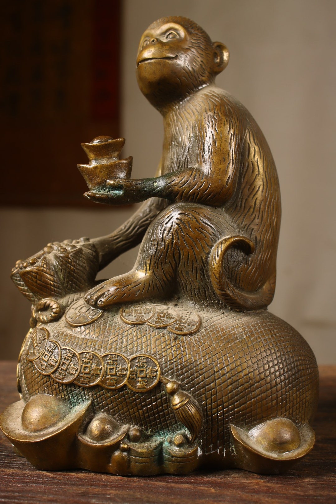 410277 Vintage Chinese Brass Monkey Statue - Etsy
