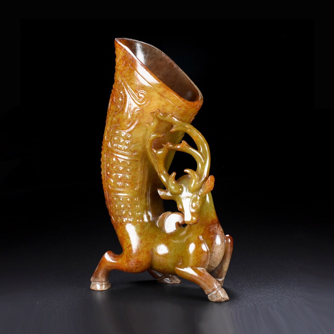 312188 Hetian Jade Hand-carved Deer Cup - Etsy