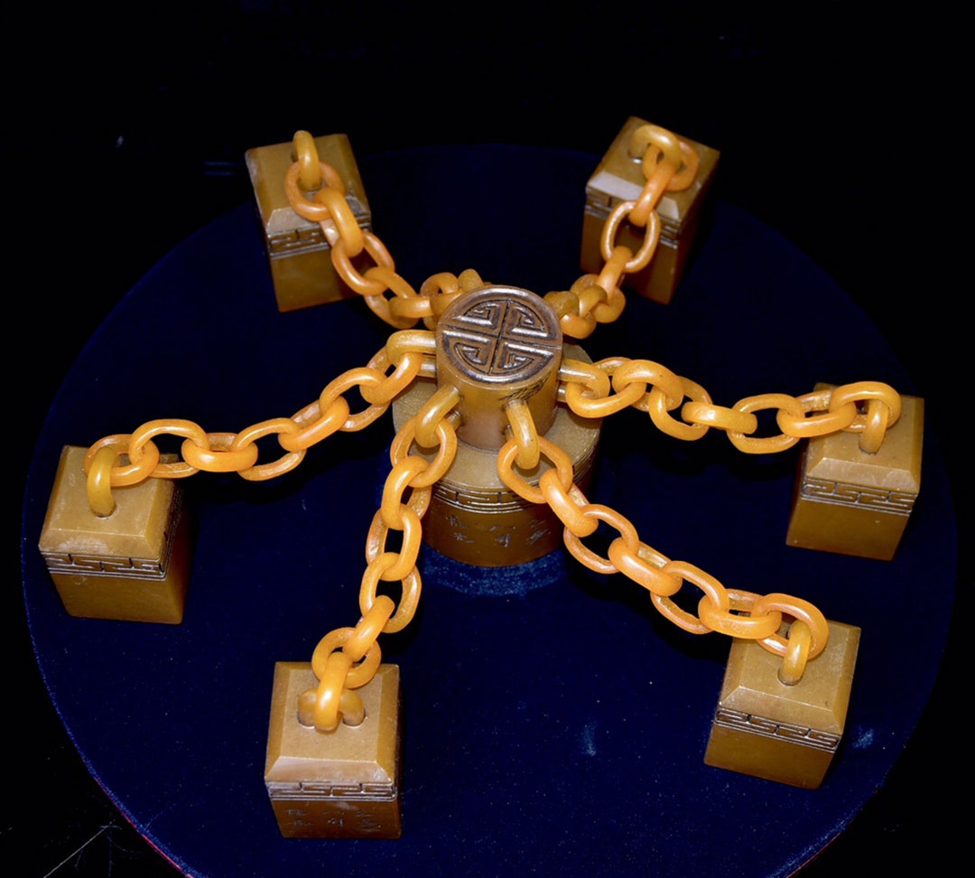 47698 A Set Vintage Chinese Shoushan Stone Chain Seal W Box - Etsy