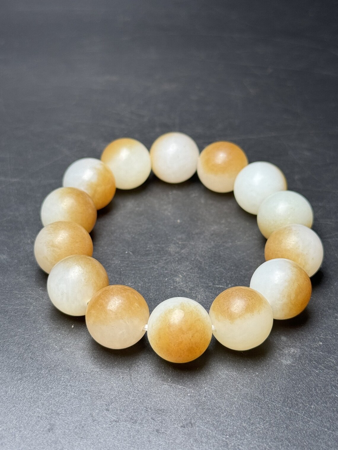 4644 15mm Bead Chinese Natural White & Sugar Color Hetian Jade Beads ...