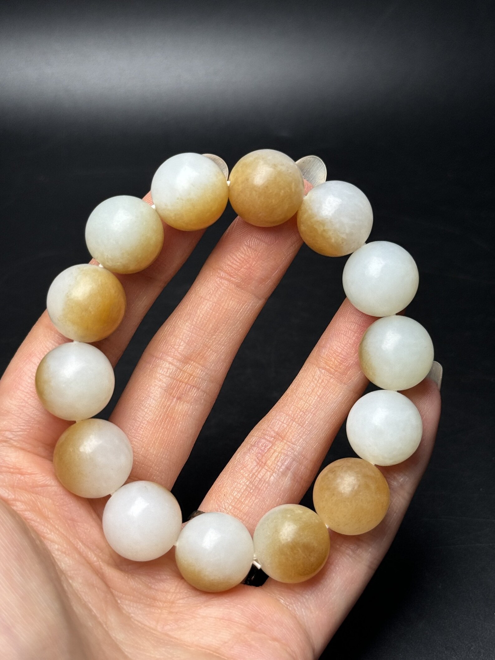 4644 15mm Bead Chinese Natural White & Sugar Color Hetian Jade Beads ...