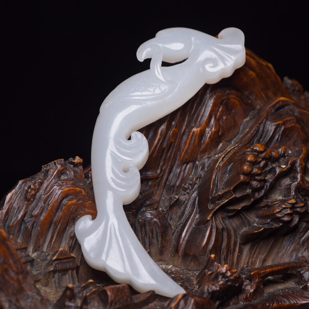 412753 Chinese Natural White Hetian Jade Phoenix Pendant - Etsy