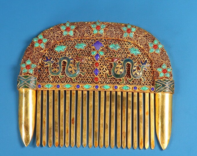 Mint Green and Peach Flower Hair Comb Sweet Peach Rose Haircomb ...