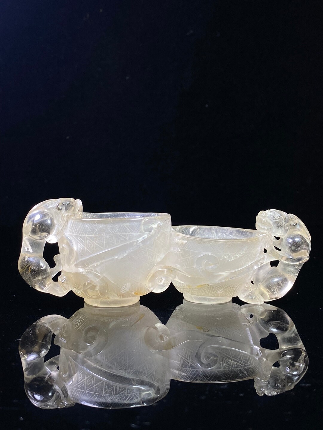 49031 Chinese Qing Dynasty Crystal Chi Dragon Double Cup - Etsy