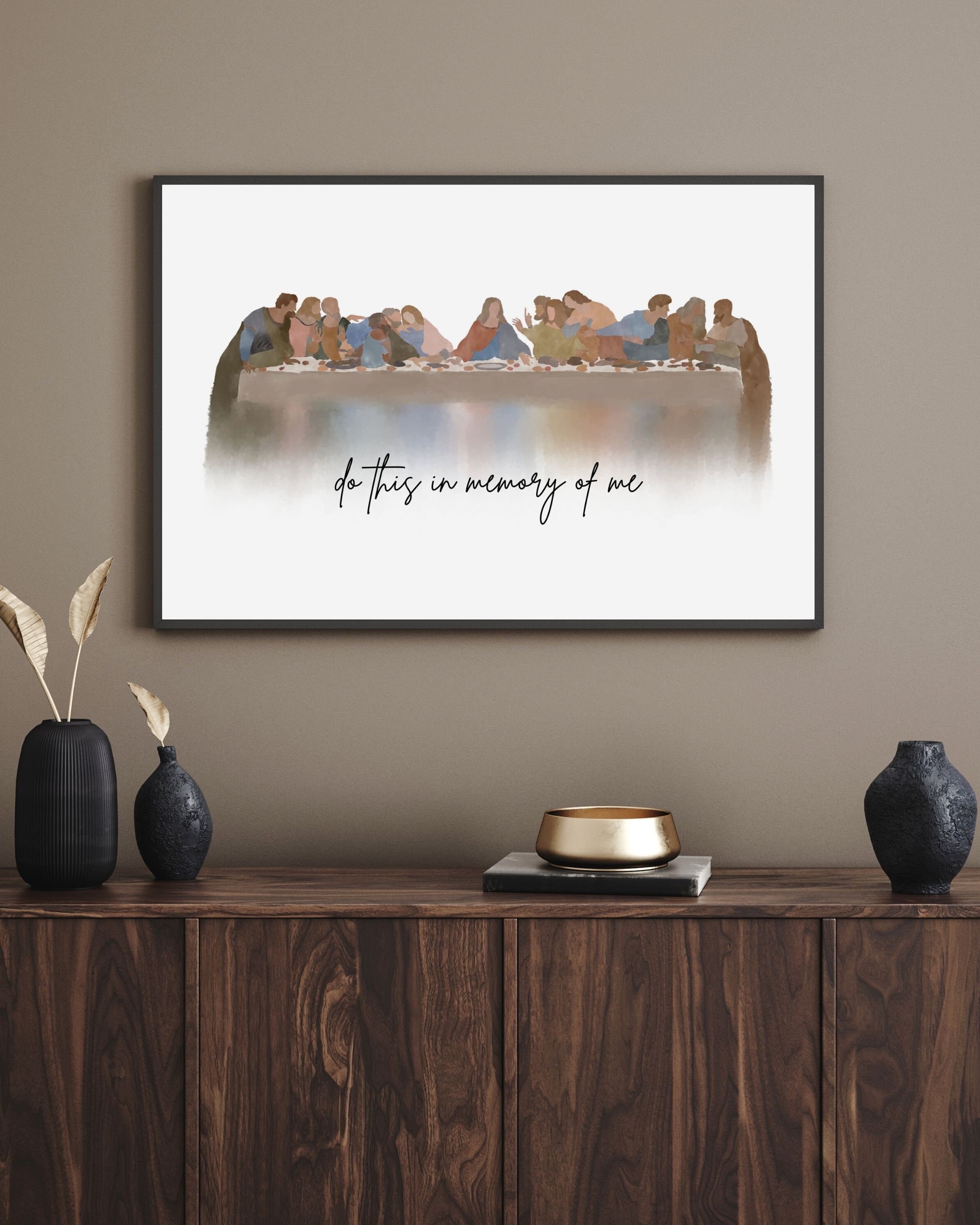 Digital Last Supper Print Religious Watercolor Art Modern Art 16x24 ...