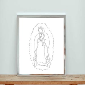 Our Lady of Guadalupe – Minimal Line Drawing (digital Download) - Etsy