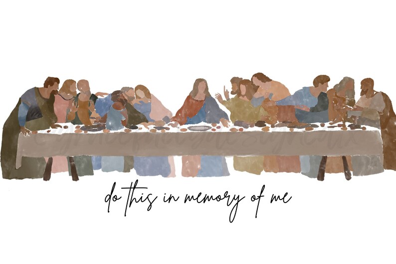 Digital Last Supper Print - Religious Watercolor Art - 16x24 Printable ...