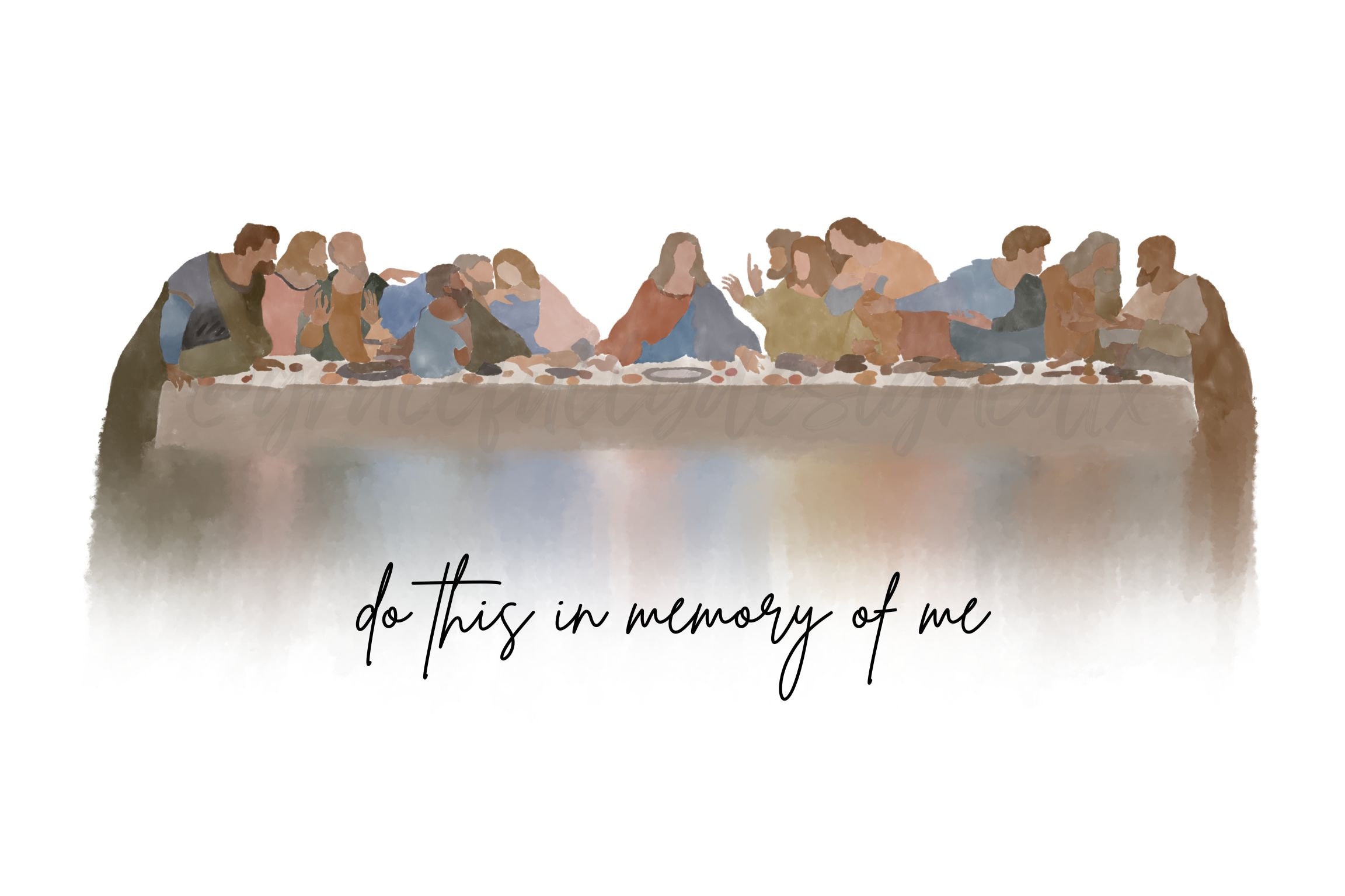 Digital Last Supper Print Religious Watercolor Art Modern - Etsy