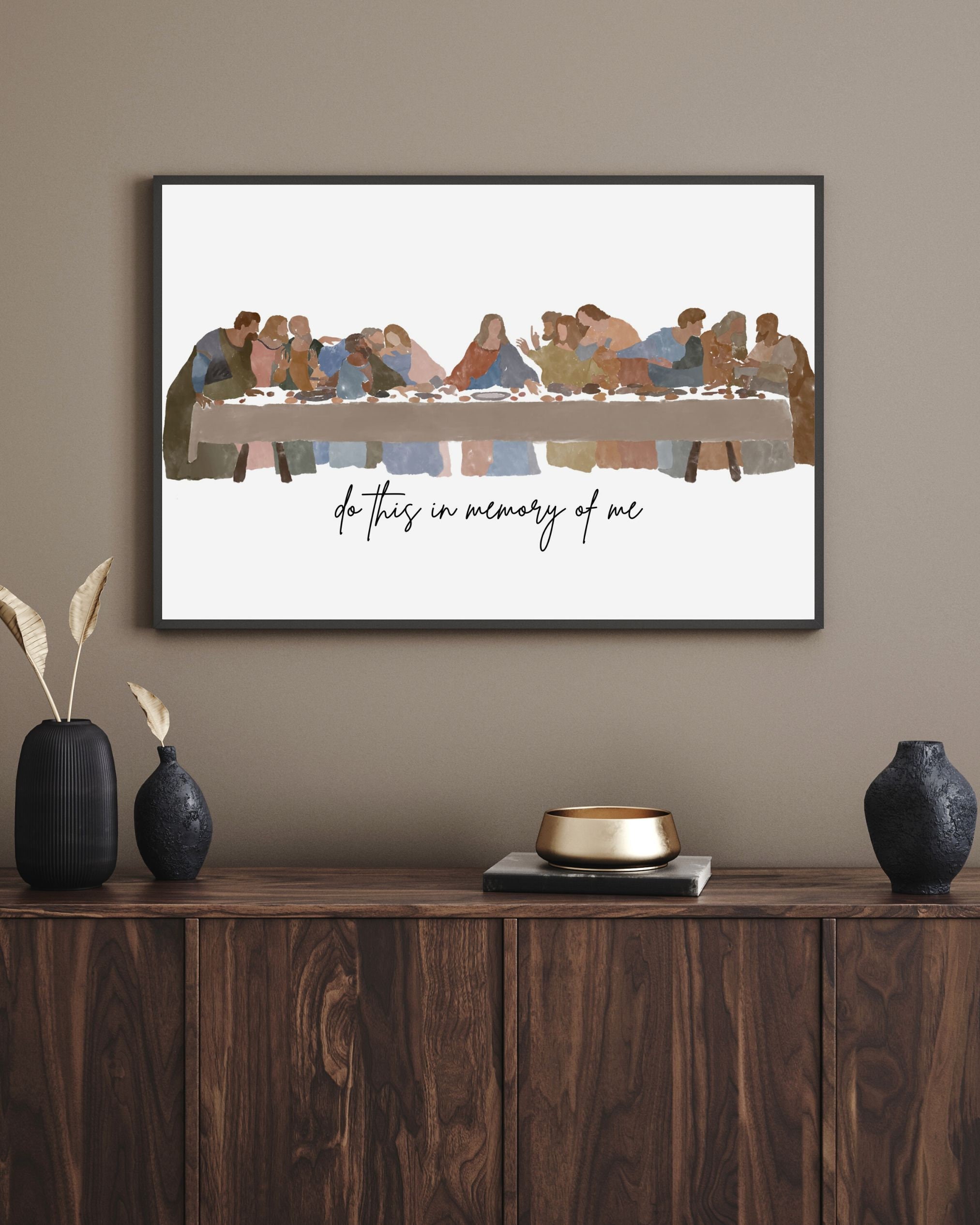 Digital Last Supper Print - Religious Watercolor Art - 16x24 Printable ...