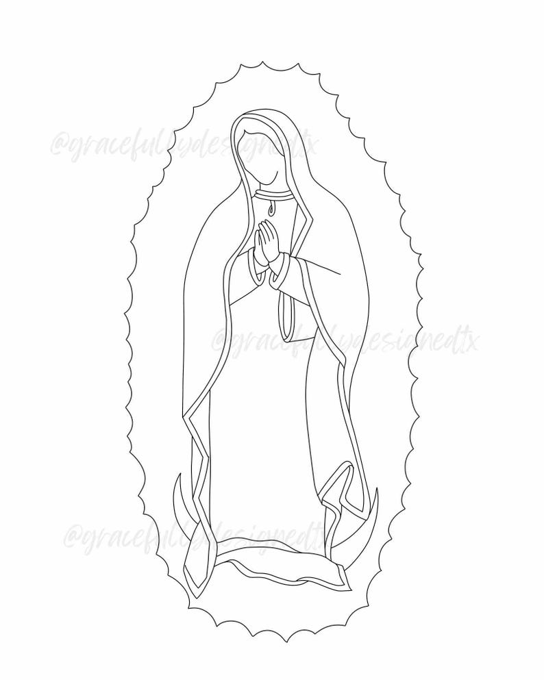 Our Lady of Guadalupe – Minimal Line Drawing (digital Download) - Etsy