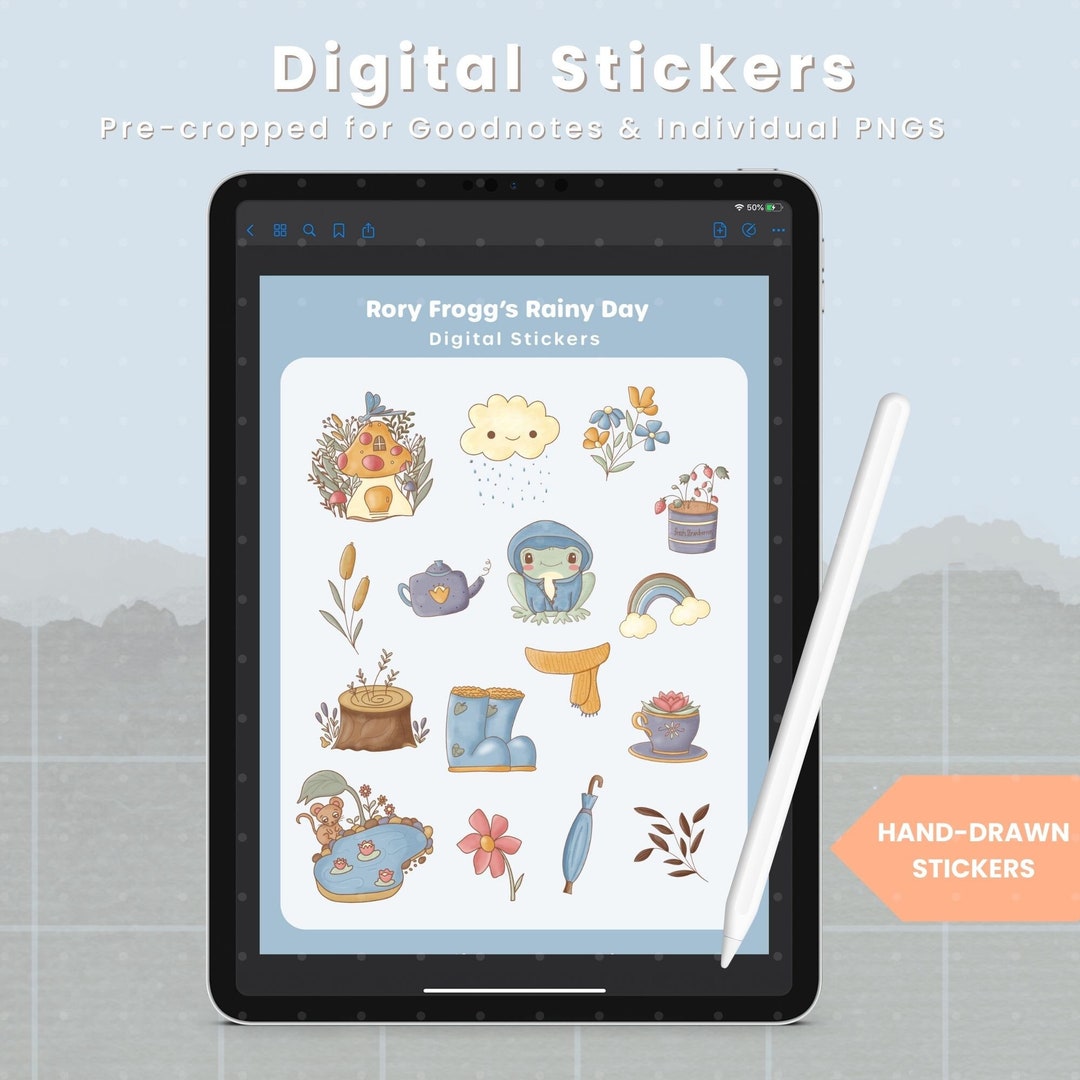 Rainy Day Digital Stickers | Digital Journal Stickers | Cute Character ...