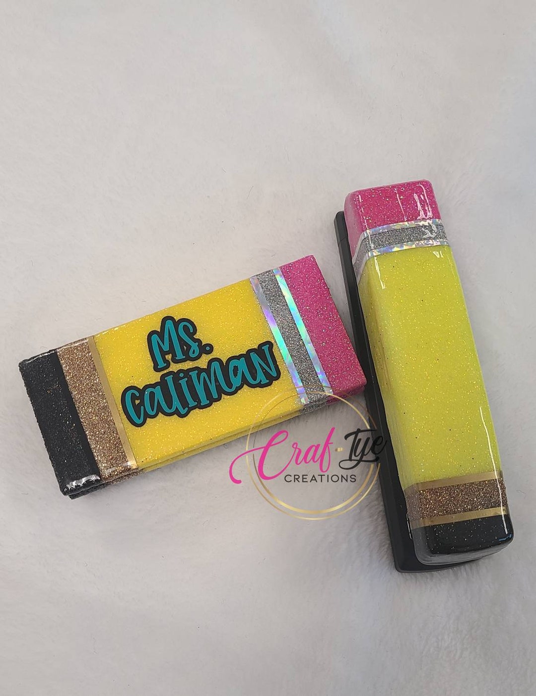 Pencil/pencil Stapler and Eraser Set - Etsy