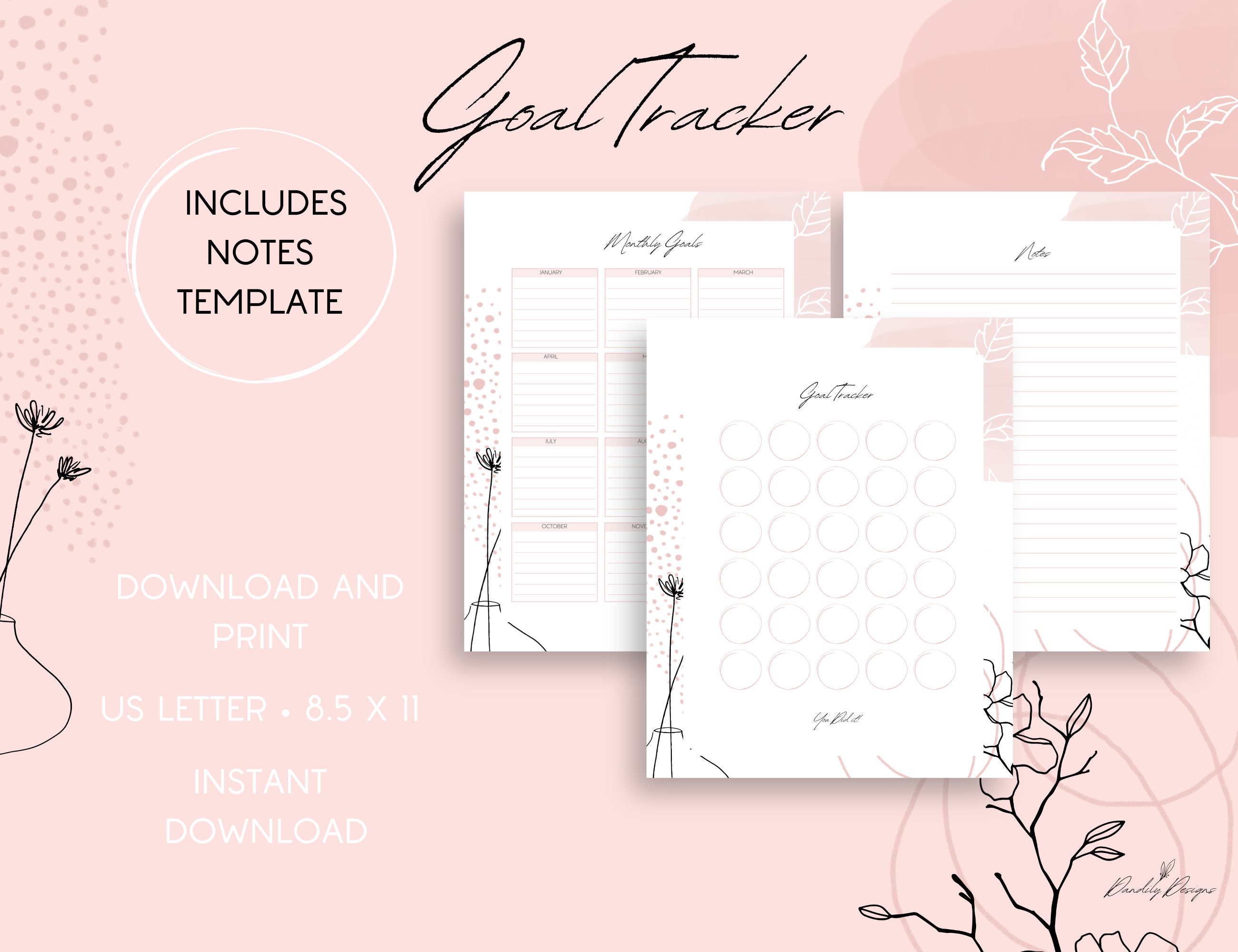 Goal Setting Planner, Monthly Goal Tracker, Goal Planner 2023, Goal ...