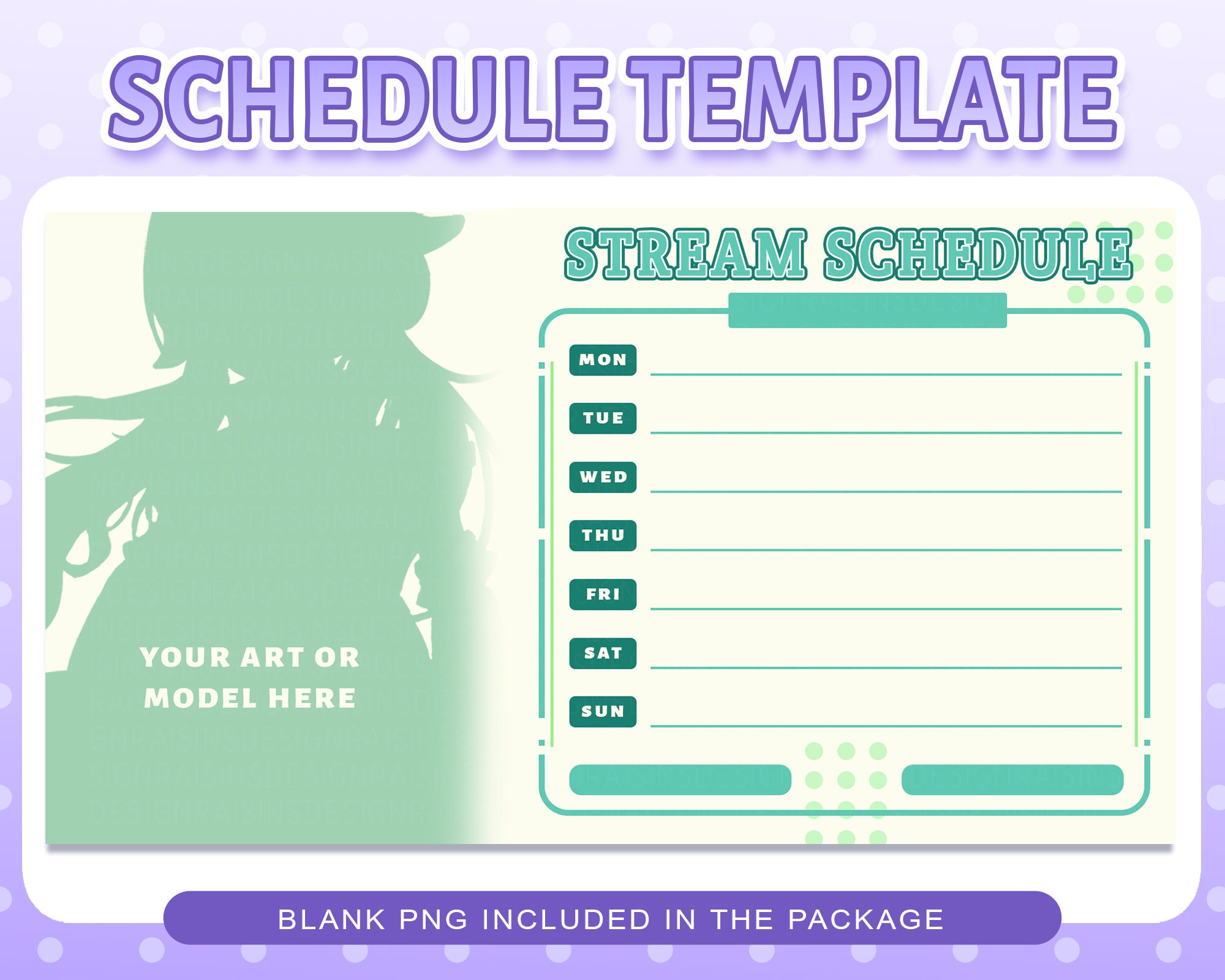 Stream Schedule Template for Twitch & Youtube Streaming / Turquoise ...