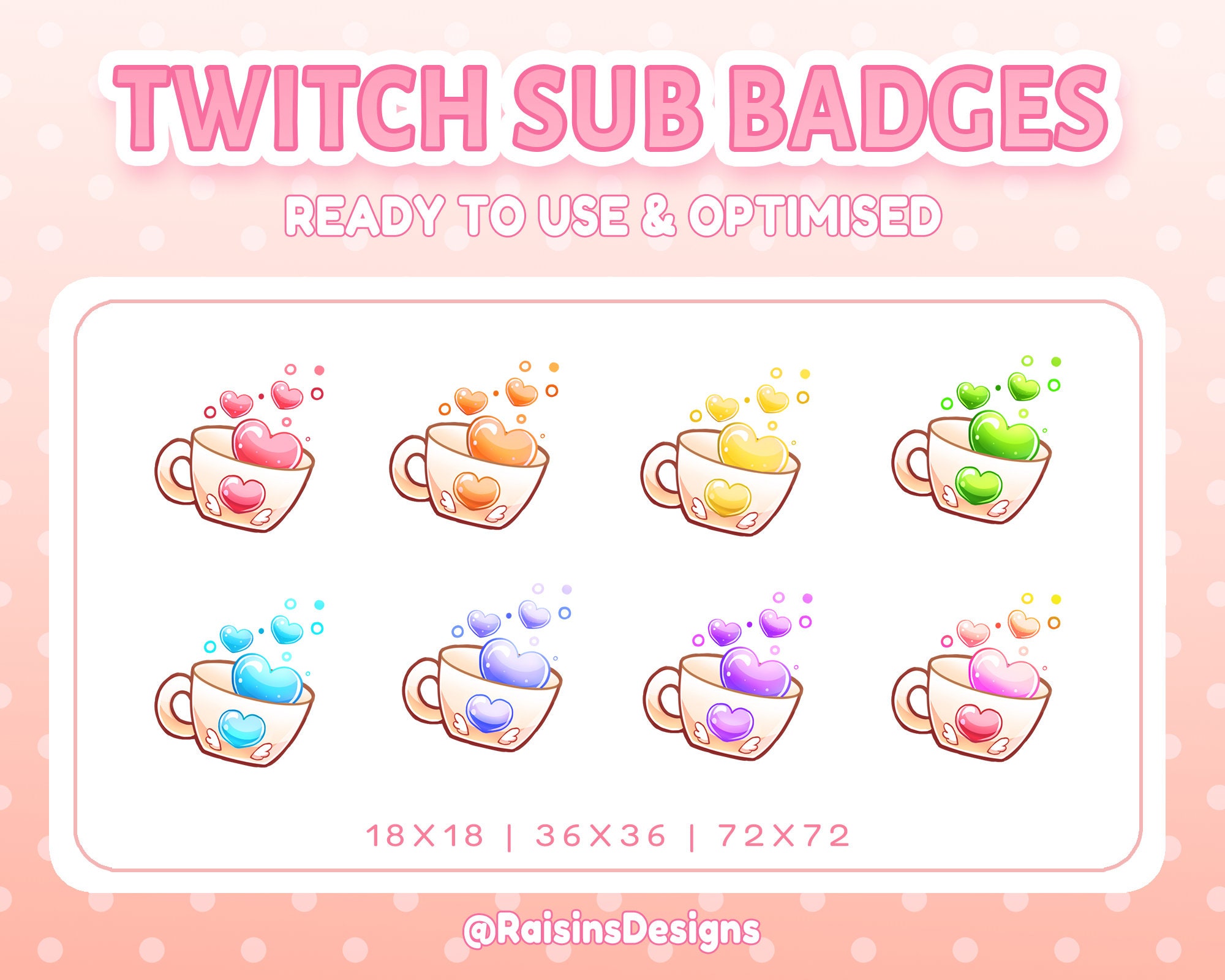 Heart Mug Badges for Twitch & Youtube Stream / P2U Cute Sub Badges ...