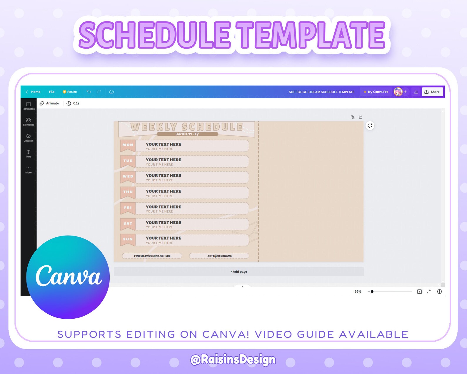 Stream Schedule Template for Twitch & Youtube Streaming / Soft - Etsy ...