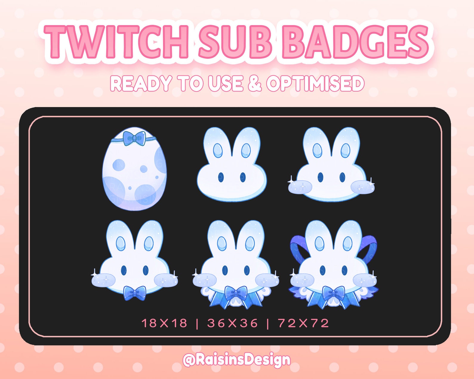Blue Bunny Twitch Sub Bit Badges / P2U Cute Cheer Badges for - Etsy
