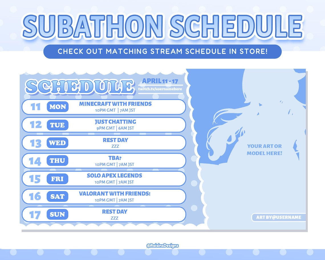 Stream Subathon Template for Twitch & Youtube Streaming / Blue Polka ...