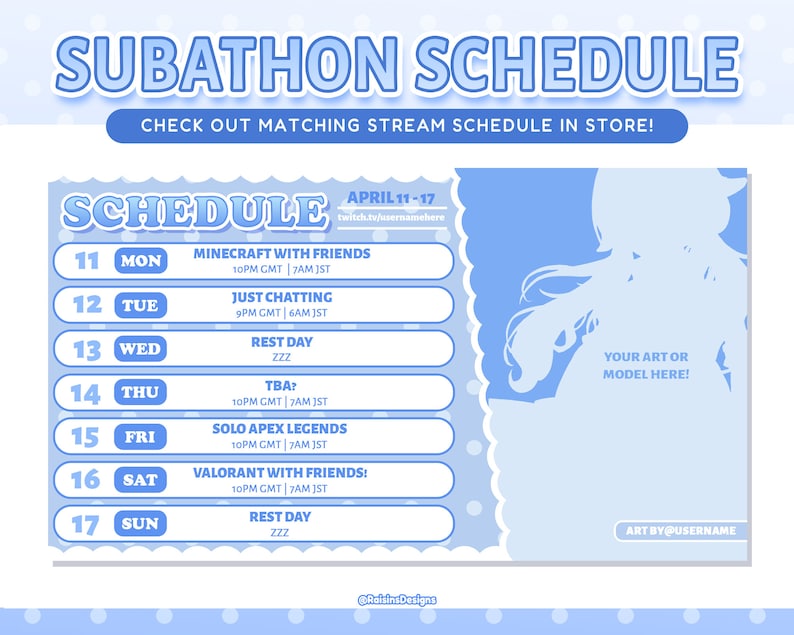 Stream Subathon Template for Twitch & Youtube Streaming / Blue Polka ...