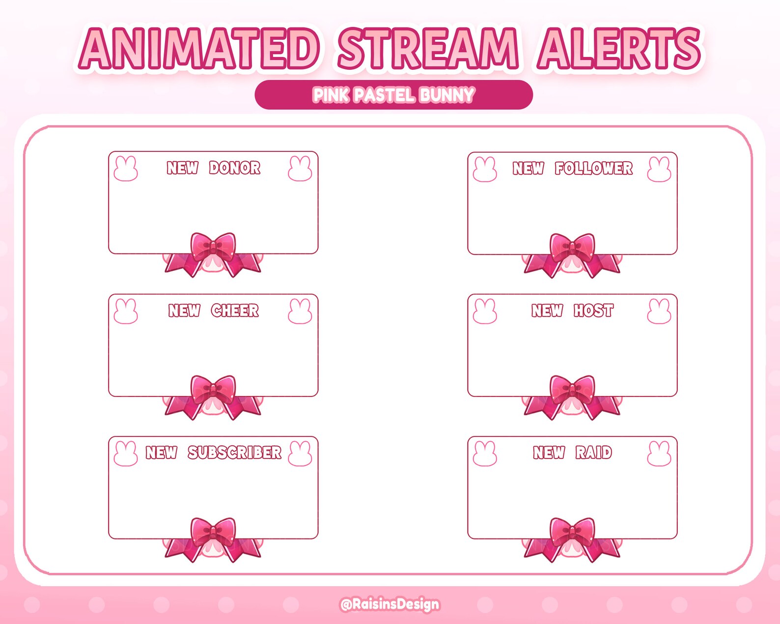 Animated Alerts for Twitch Overlay / Pink Pastel Bunny / Streamer ...