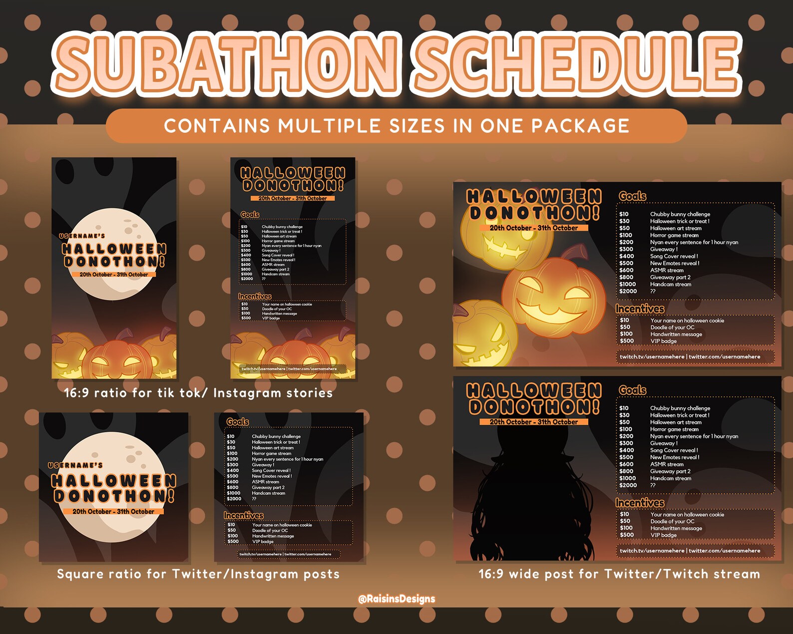Halloween Donothon Template: Stream Subathon Package (PSD & Canva) - Etsy