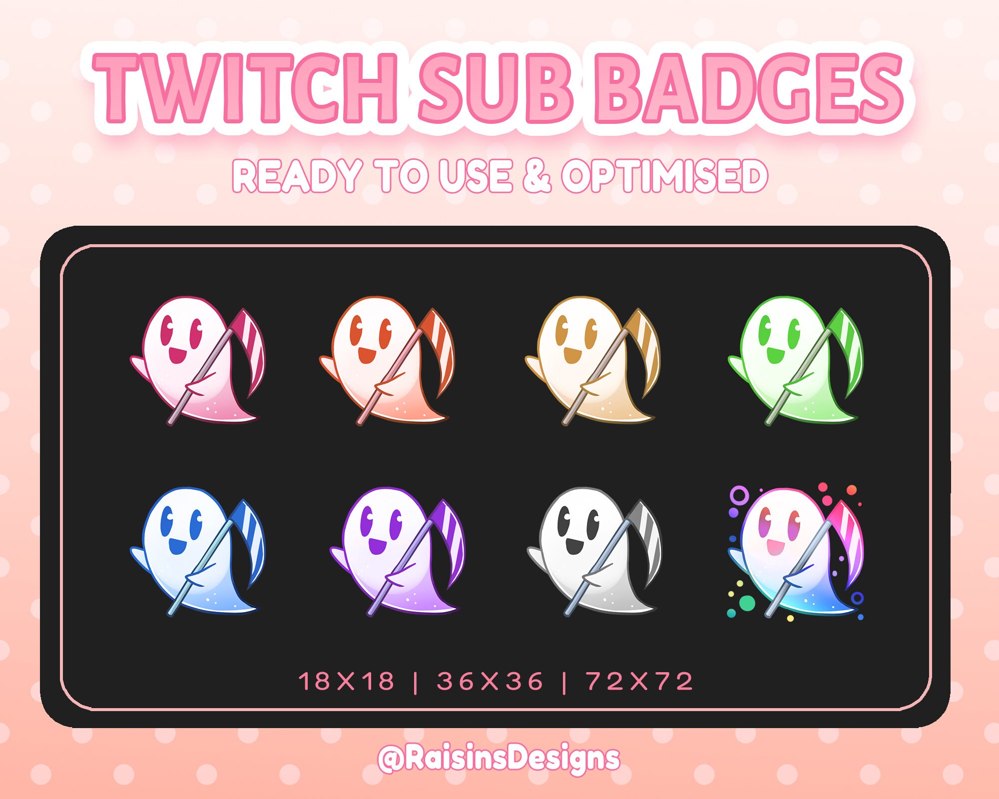 Ghost Sub Badges for Twitch & Youtube Stream / Bit Badges / Subscriber ...