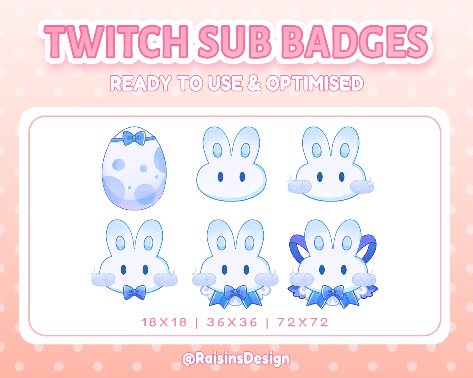 Blue Bunny Twitch Sub Bit Badges / P2U Cute Cheer Badges for Twitch ...