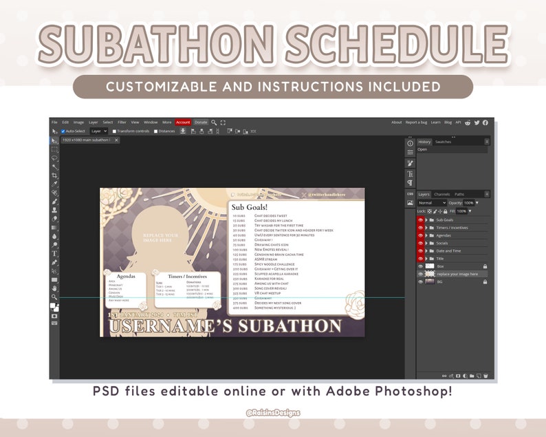 Stream Subathon Template for Twitch & Youtube Streaming /beige and Gold ...
