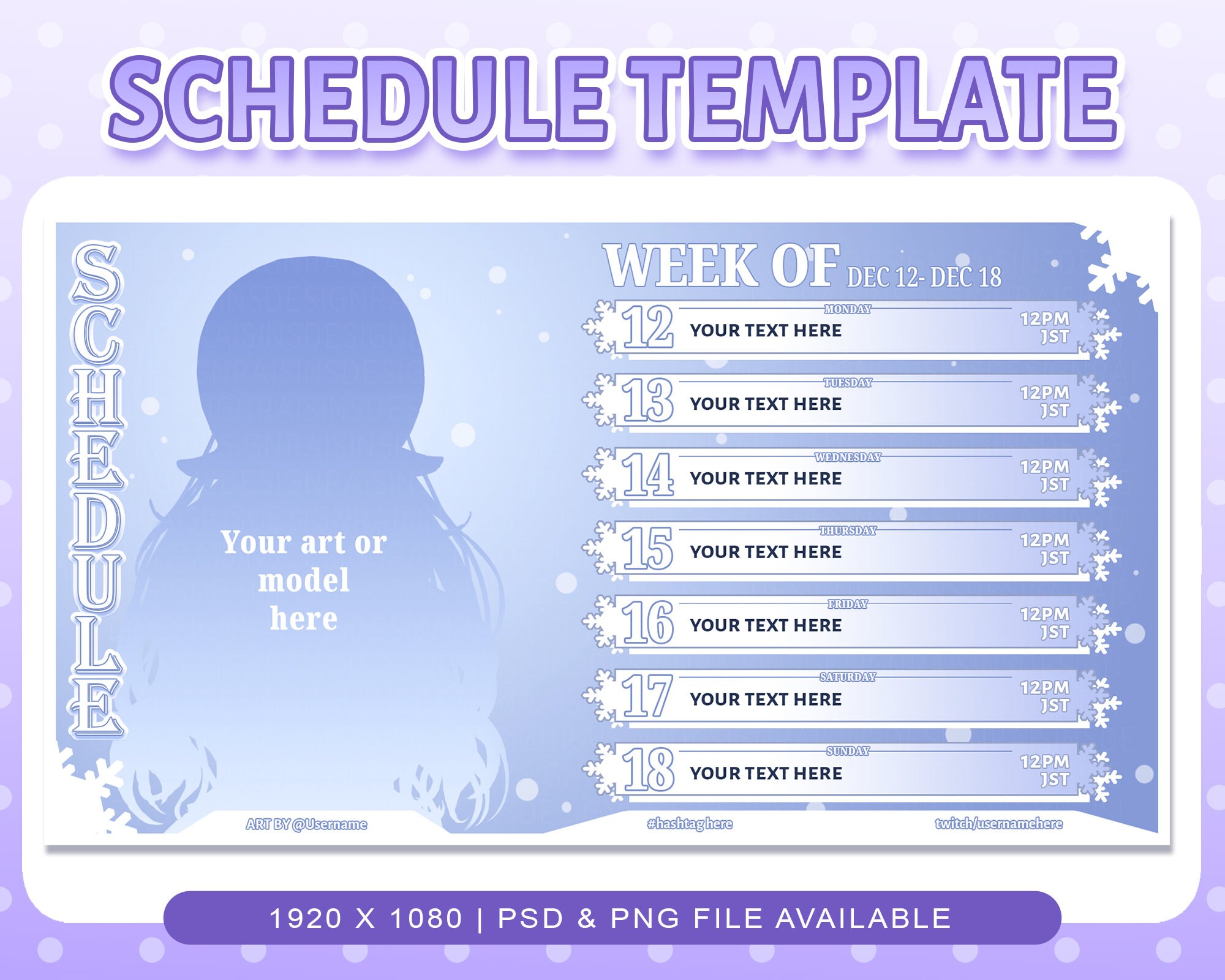 Stream Schedule Template for Twitch & Youtube Streaming / Winter Snow ...