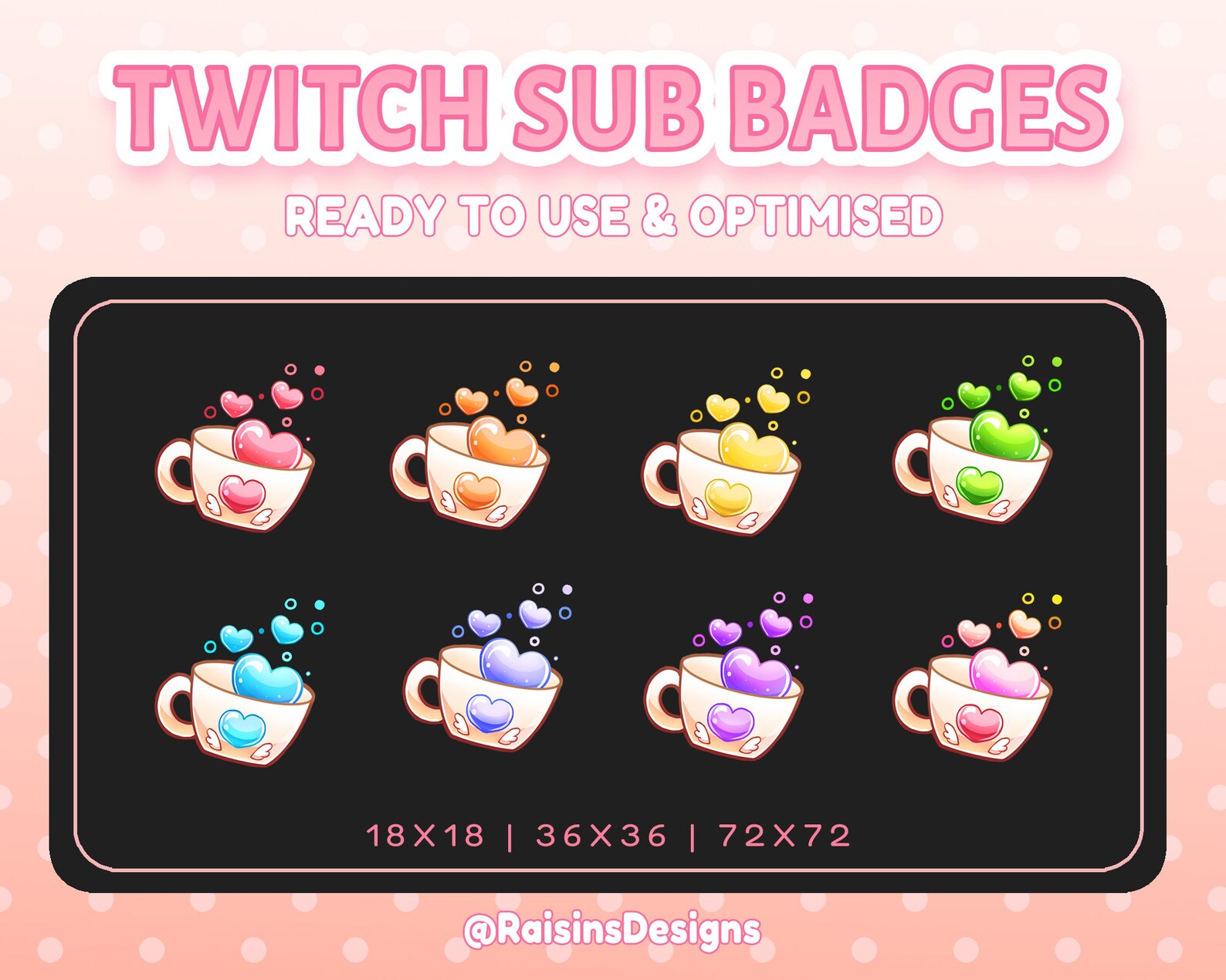 Heart Mug Badges for Twitch & Youtube Stream / P2U Cute Sub Badges ...
