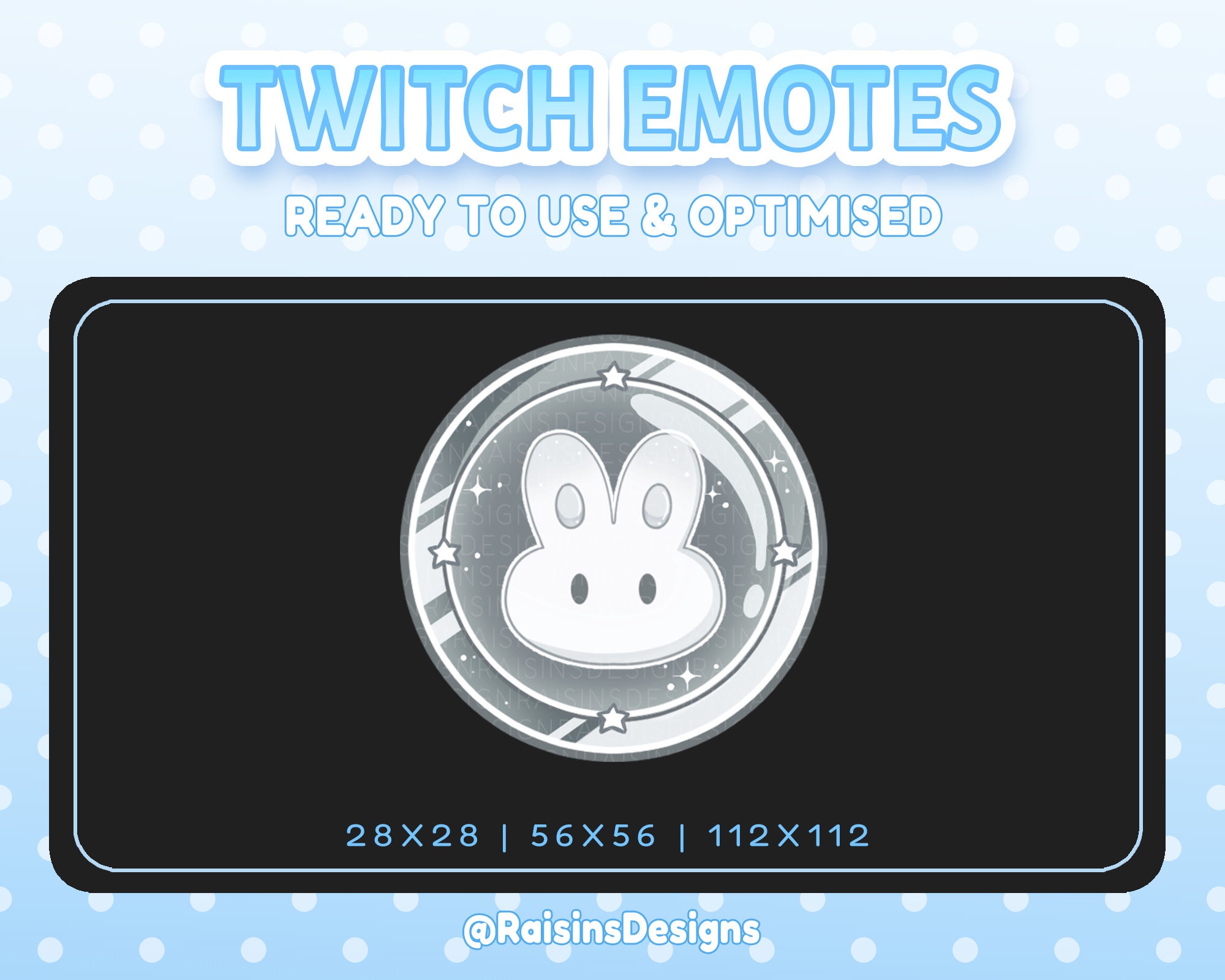 Silver Bunny Coin Emote / P2U Channel Point / Emotes for Twitch Youtube ...