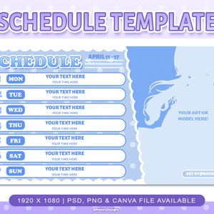Stream Schedule Template for Twitch & Youtube Streaming / Blue Polka ...