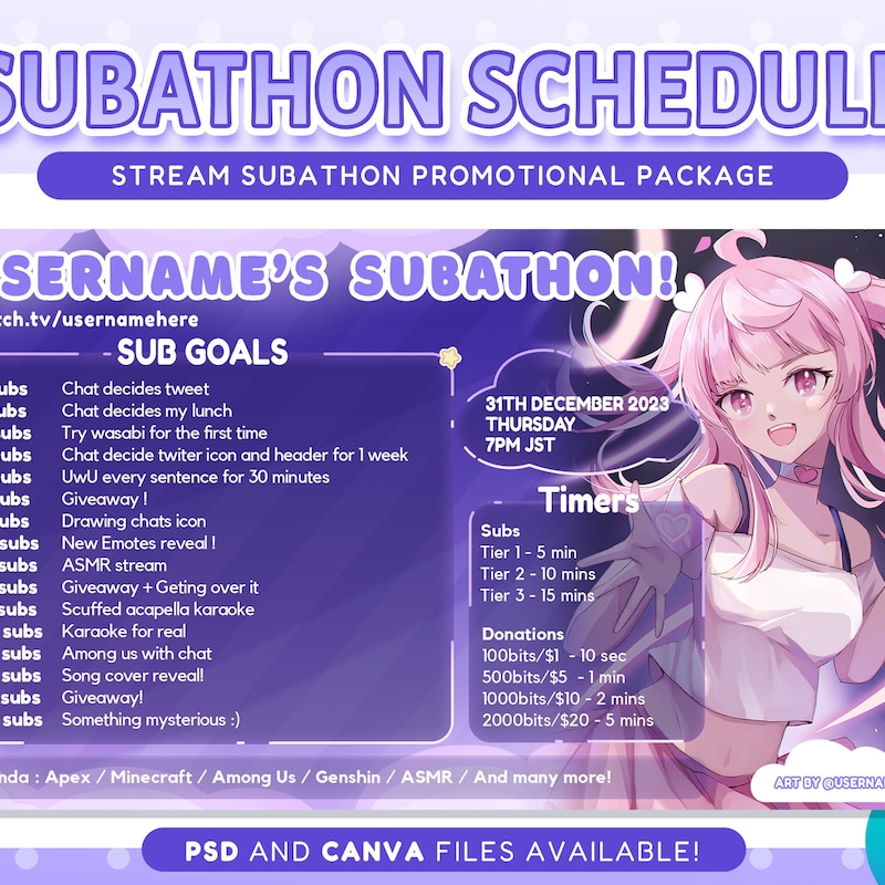 Subathon Graphic Template - Etsy